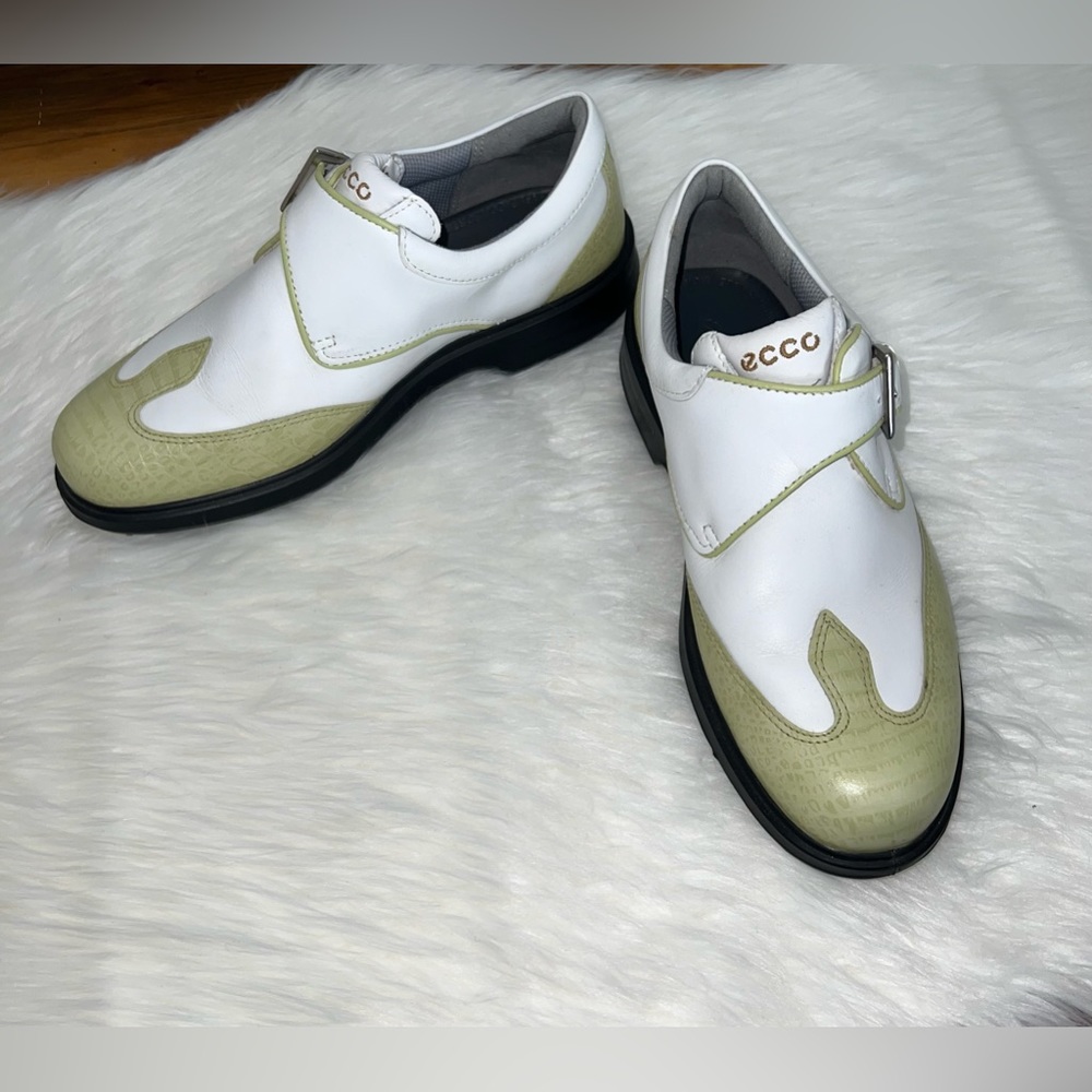 Ecco Womens Golf White/Green Croc Pattern Leather Win… - Gem
